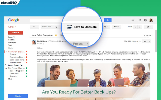 Save emails to OneNote - Features